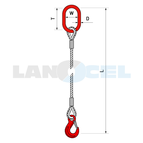 Ocelový lanový vazák závěsné OKO-HÁK, ocelová duše | LANOCEL - průměr ...